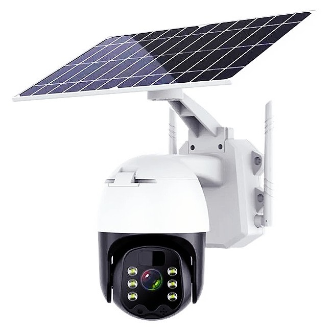 wireless WIFI 3MP solar power camera with 32GB memory card white